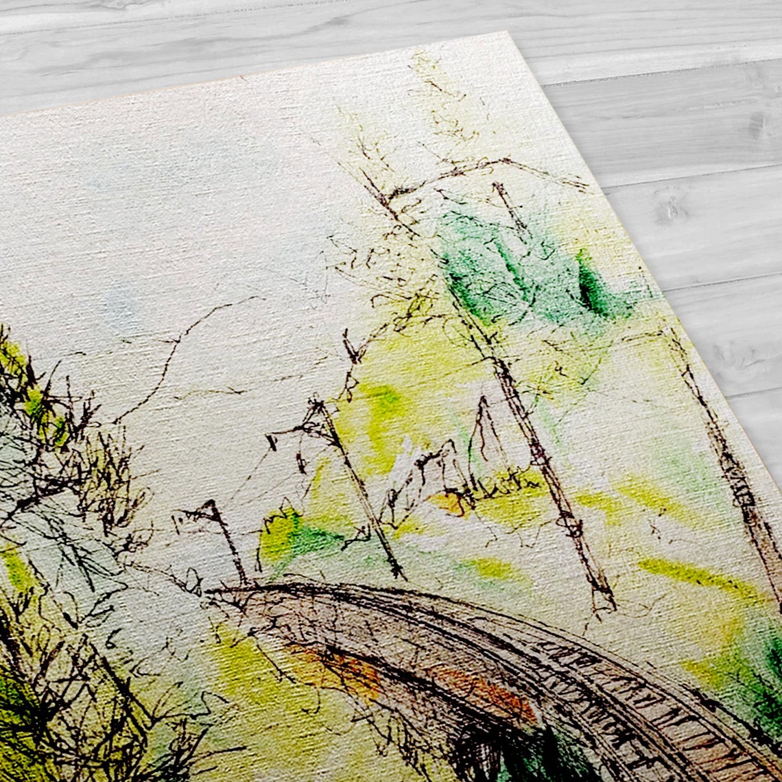 Train Tracks Painting Train Tracks Watercolor Wall Art Print | Etsy