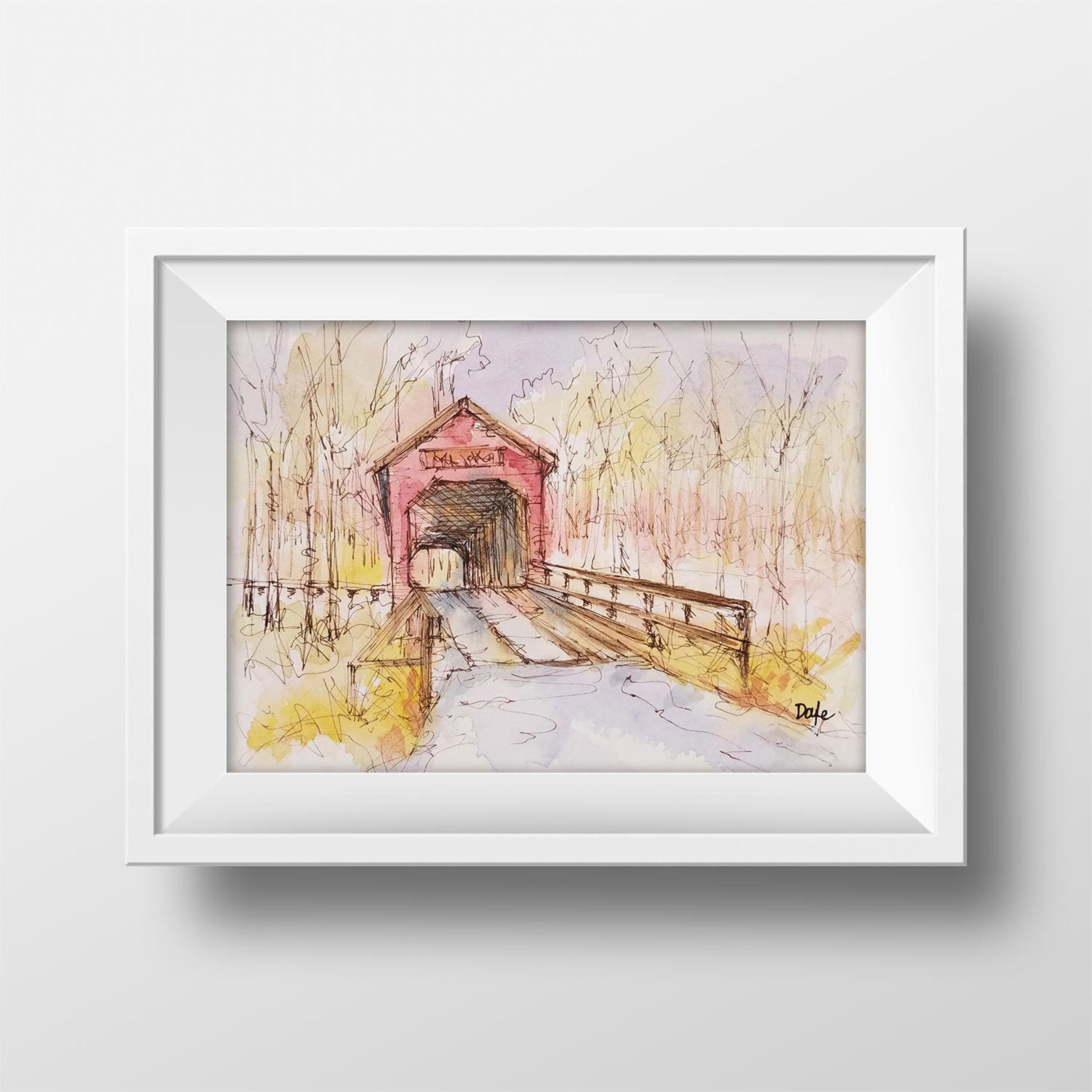 Bridge Watercolor Painting Rustic Painting Watercolor Wall - Etsy Singapore