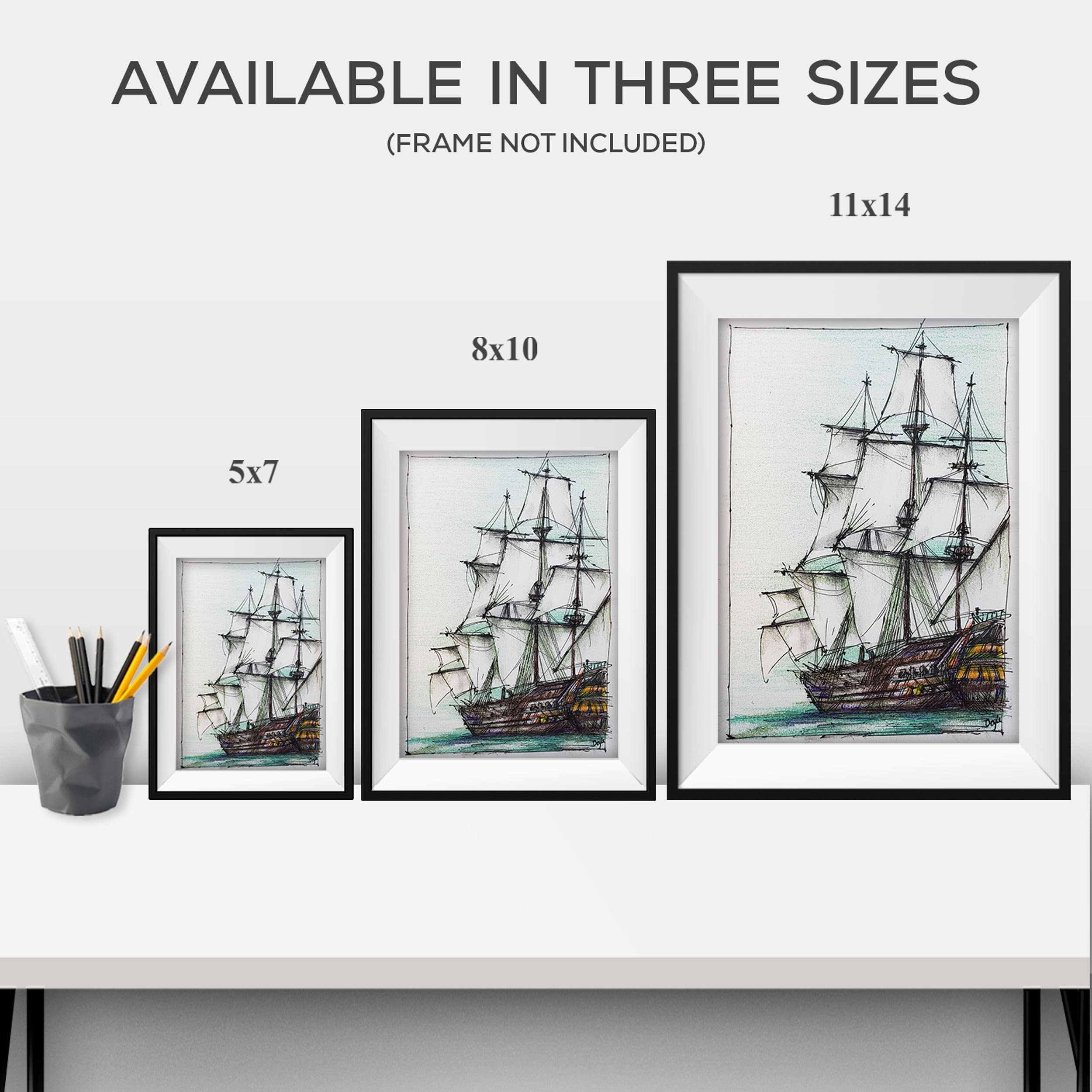 Pirate Ship Watercolor Wall Art Pirate Ship Art A | Etsy