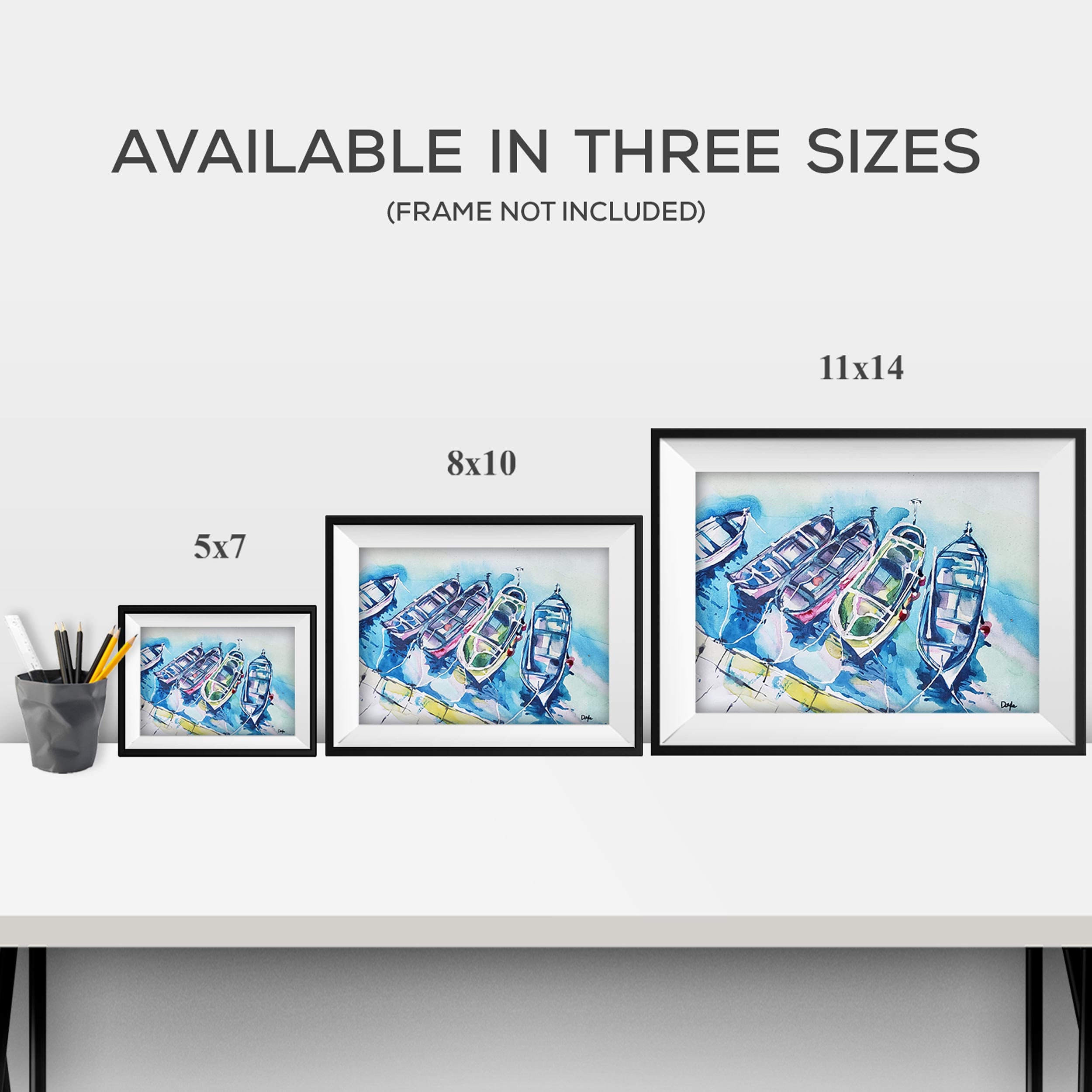 Boats Afloat Watercolor Art Print - Boats Painting - Watercolor Wall ...