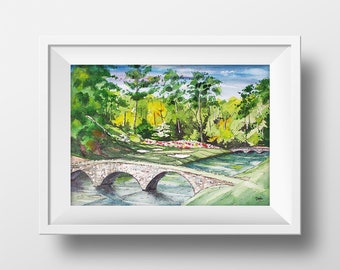 The Masters Tournament Golf Course Map Watercolor Giclee - Etsy