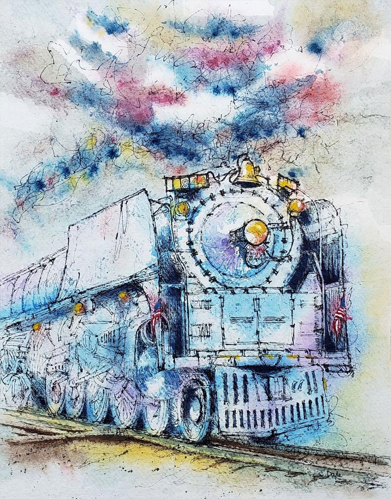 Train Painting Train Wall Art Train Watercolor Train Art - Etsy
