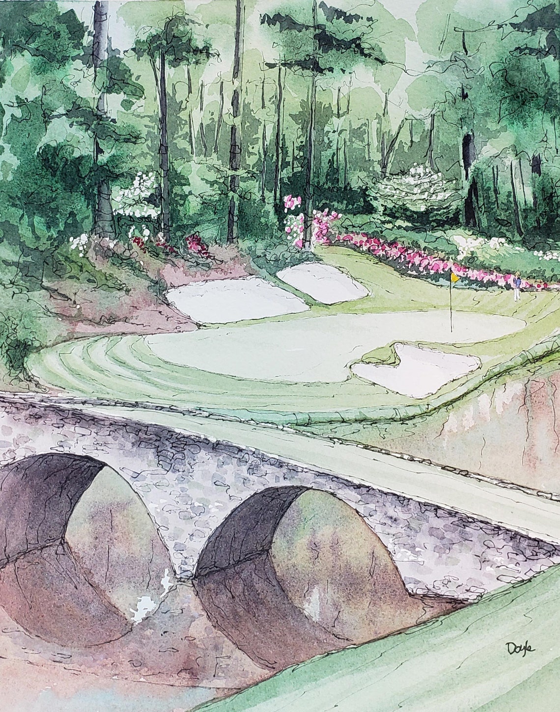 Augusta National Hole #12 Watercolor - Augusta National Art Print ...