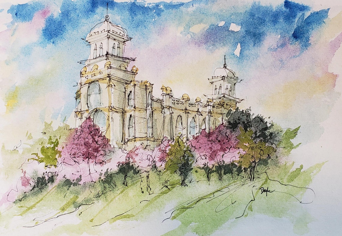 Logan Utah Temple Watercolor Painting - Church of Jesus Christ of ...