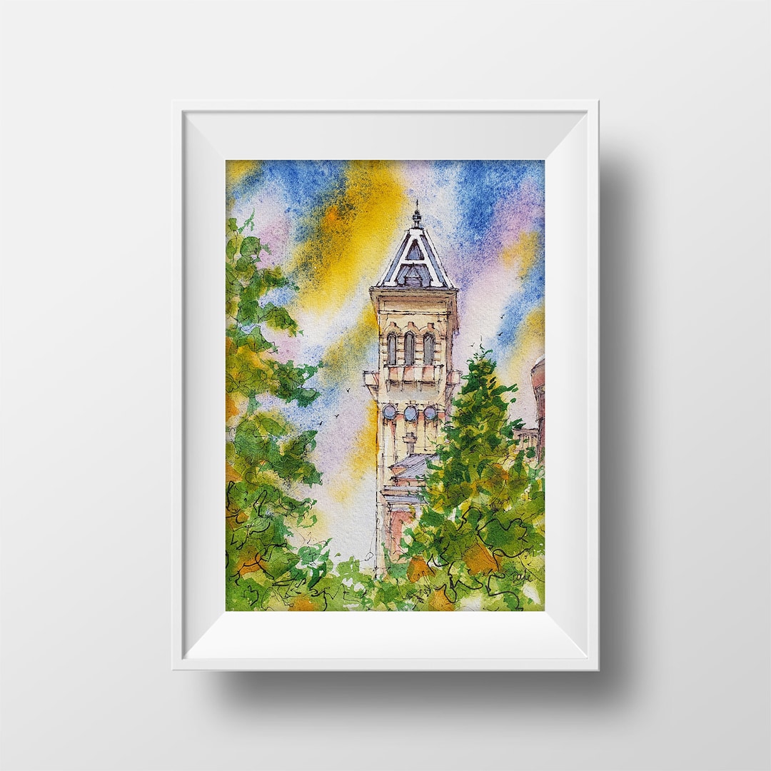Utah State University Old Main Building Watercolor Painting Art Print ...