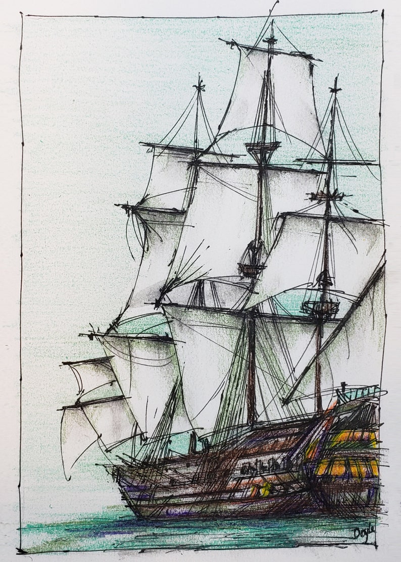 Pirate Ship Watercolor Wall Art Pirate Ship Art A | Etsy