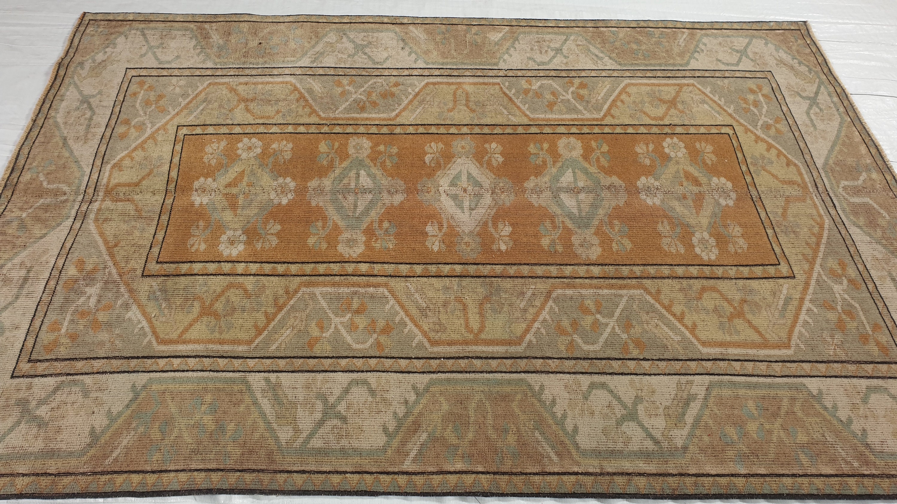 Vintage Rug 4'1 X 6'1 Ft. Orange Rug, Turkish Rug, Handmade Rug, Wool ...