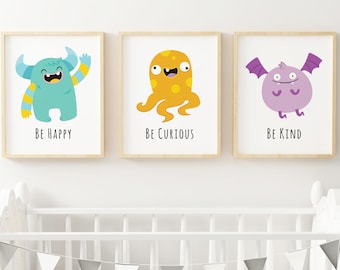 Nursery Wall Poster Silly Monster Art Cute Monster Print - Etsy Israel
