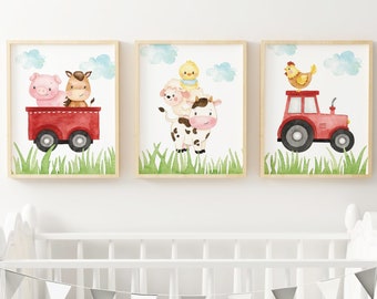 Farm Animals Nursery Wall Art Set of 3 Farm Nursery Prints | Etsy