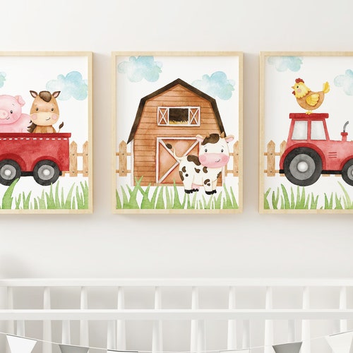 Farm Animals Nursery Wall Art Set of 3 Farm Nursery Prints | Etsy