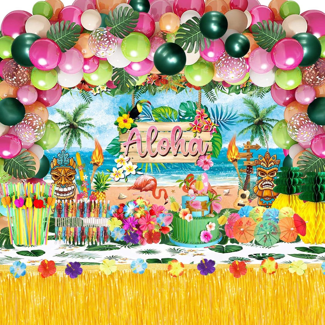 Hawaiian Luau Party Decoration, Tropical Summer Beach Pool Party ...