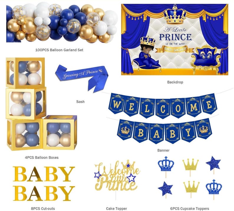Royal Prince Baby Shower Decorations, Baby Box With Letters, A Little ...
