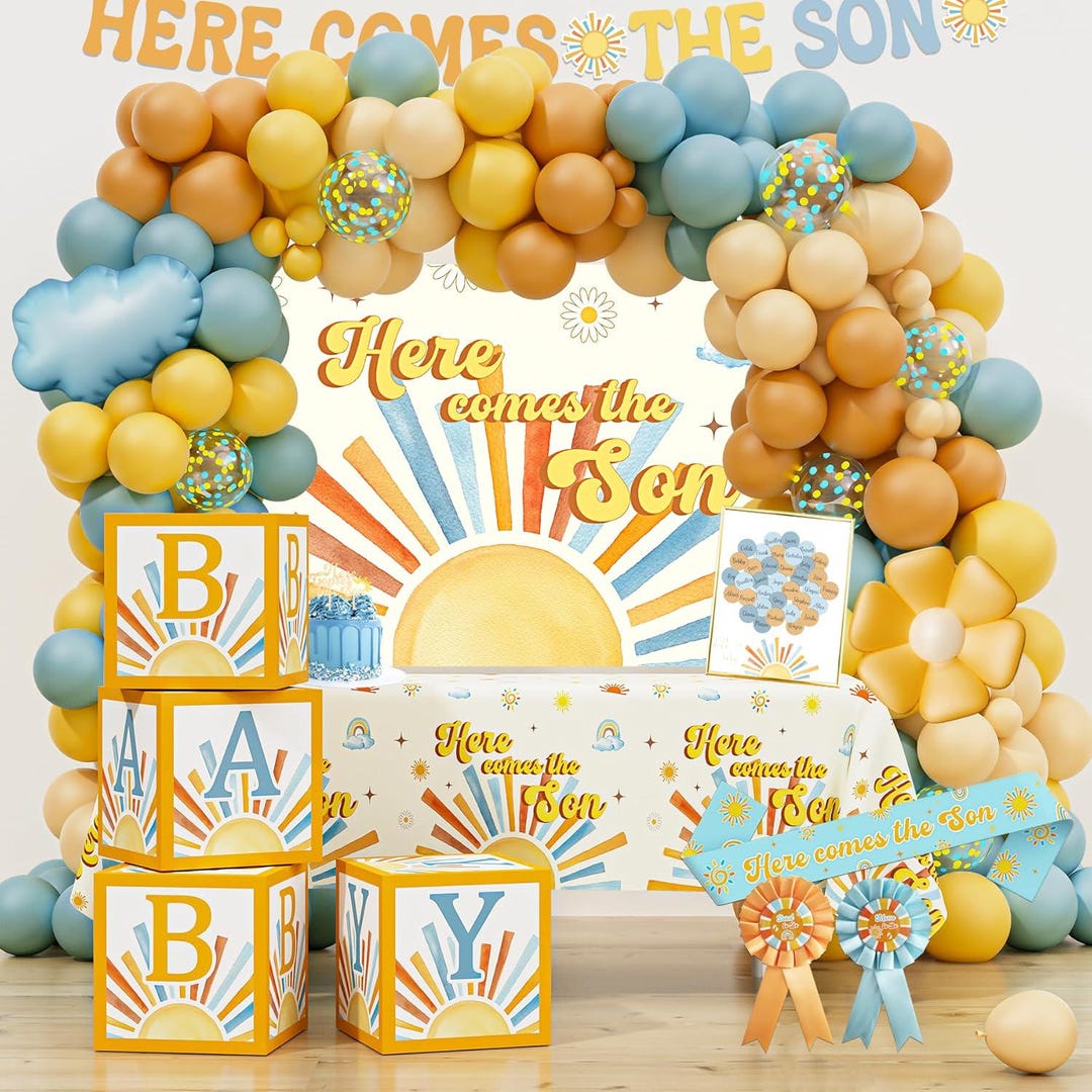 Here Comes the Son Baby Shower Decorations, Baby Box With Letters ...