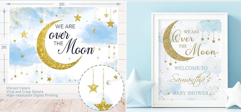 Over the Moon Baby Shower Decorations, Baby Box With Letters, We Are ...