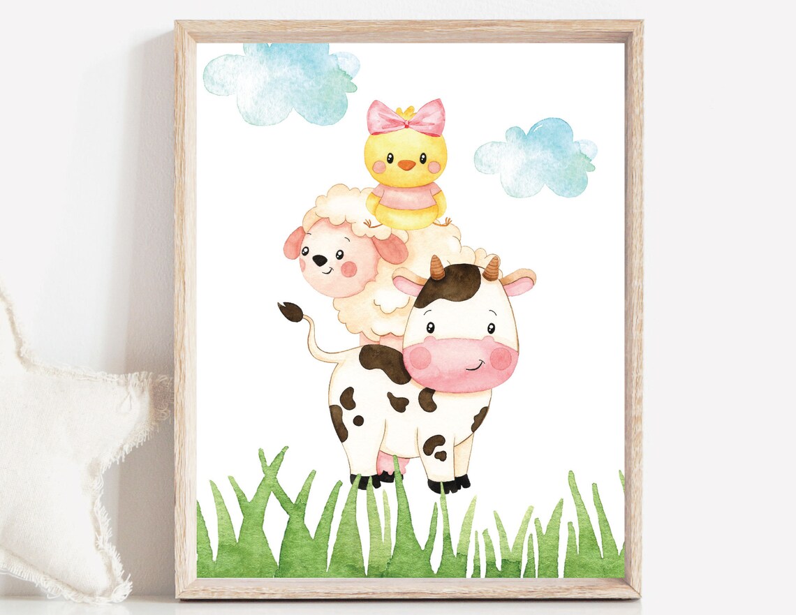 Farm Animals Nursery Wall Art Set of 3 Farm Nursery Prints - Etsy
