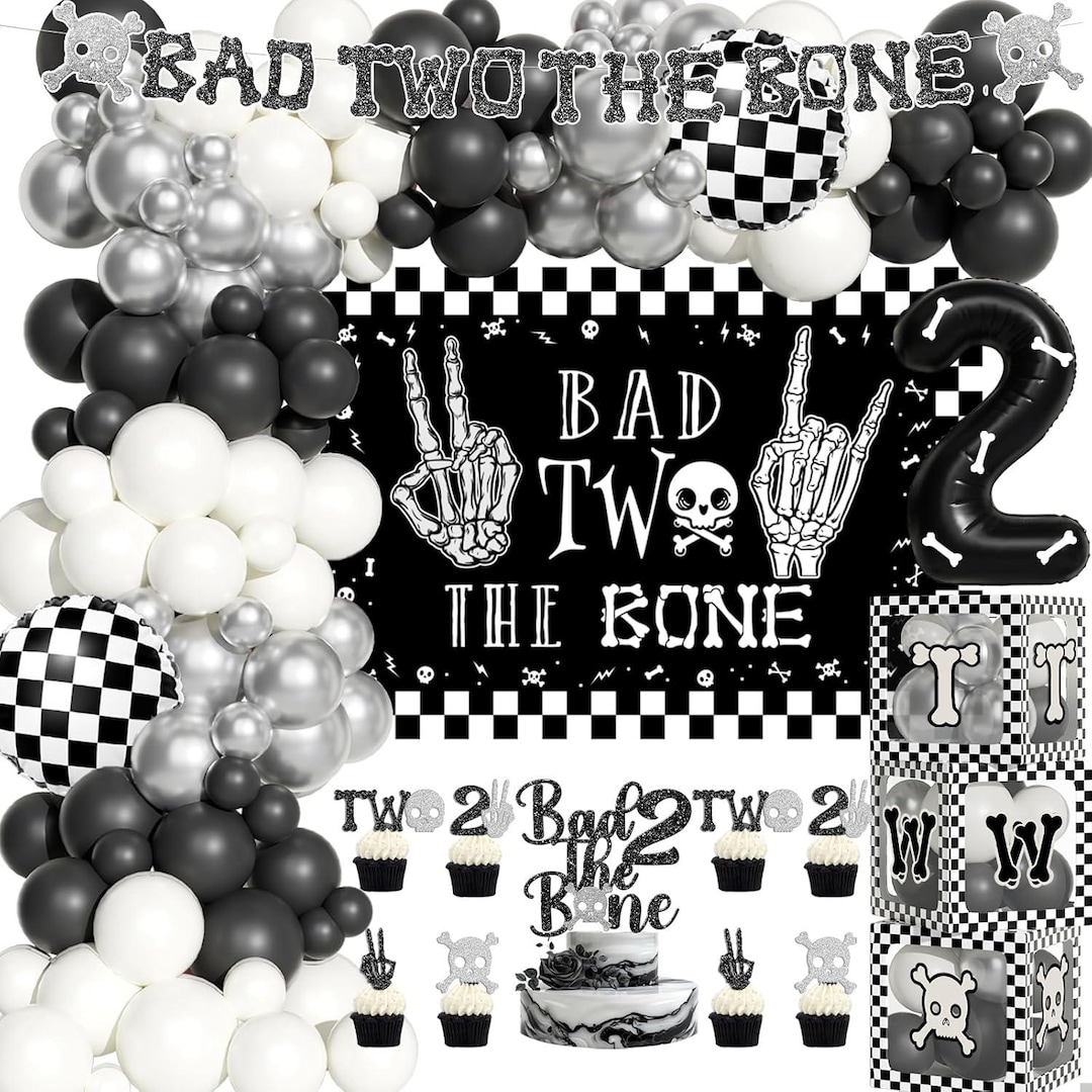 Bad Two the Bone Birthday Decorations, Bad 2 the Bone Backdrop, 2nd ...