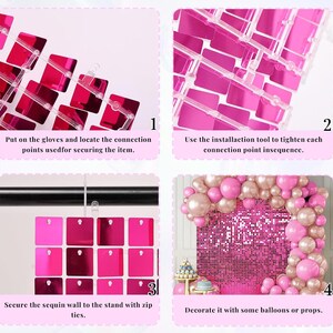 Hot Pink Shimmer Wall Panels 4x6ft , Shining Sequin Backdrop for ...