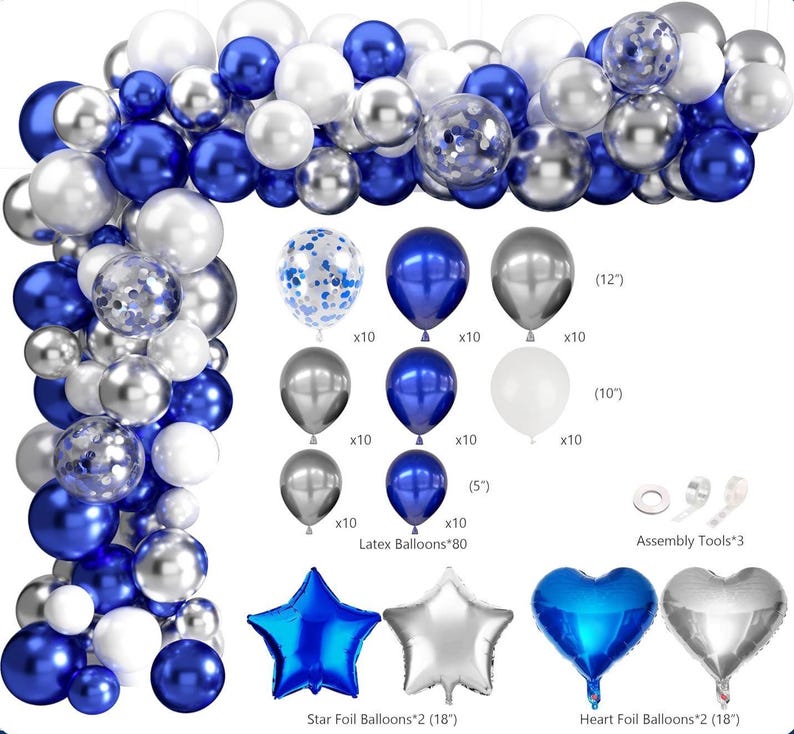 Retirement Party Decoration for Men Women, Blue Silver Happy Retirement ...