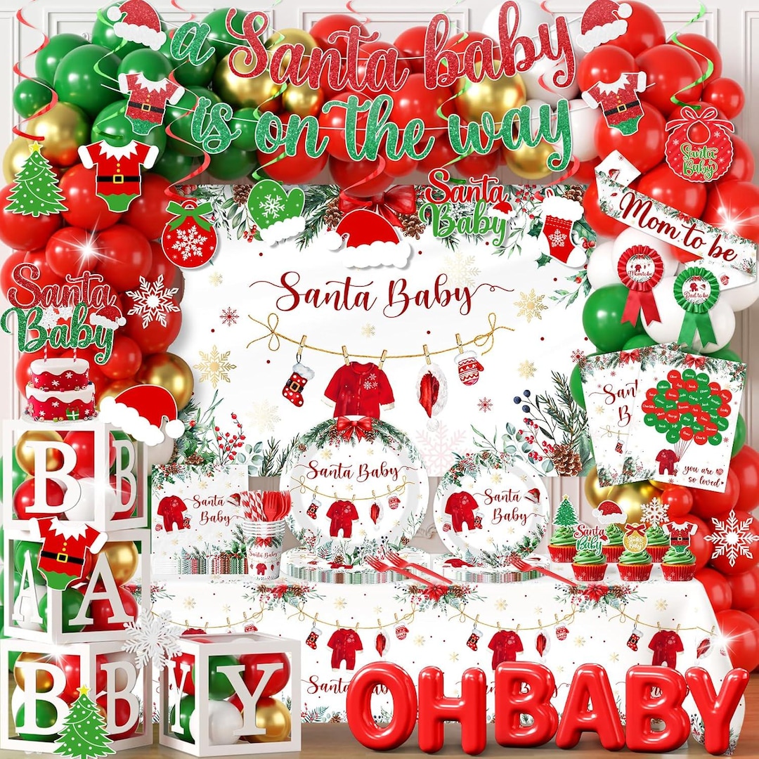 Christmas Baby Shower Decorations, Baby Box With Letters, A Santa Baby ...