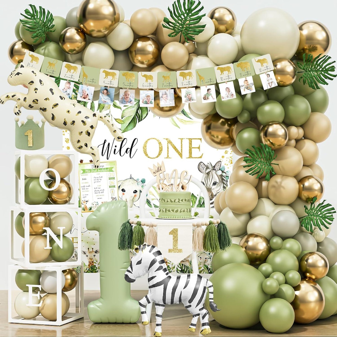 Wild One Birthday Decoration, Jungle Safari Theme 1st Birthday Backdrop ...
