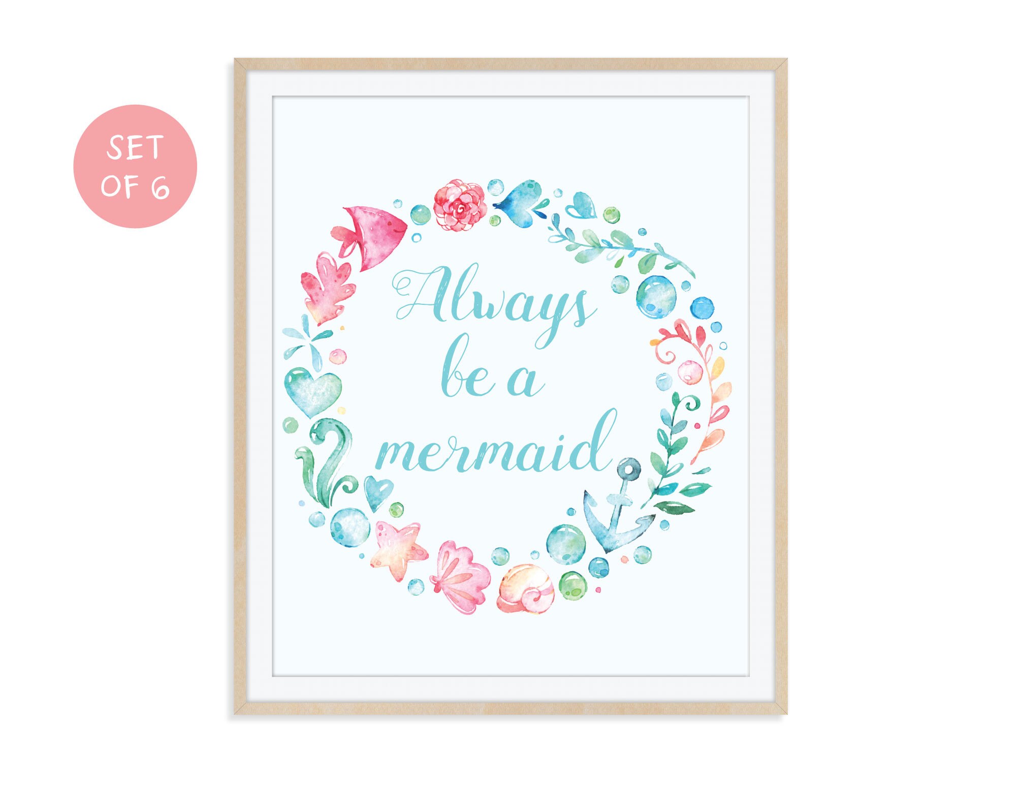 Mermaid Nursery Wall Art Set of 6 Mermaid Wall Art Girl Room | Etsy