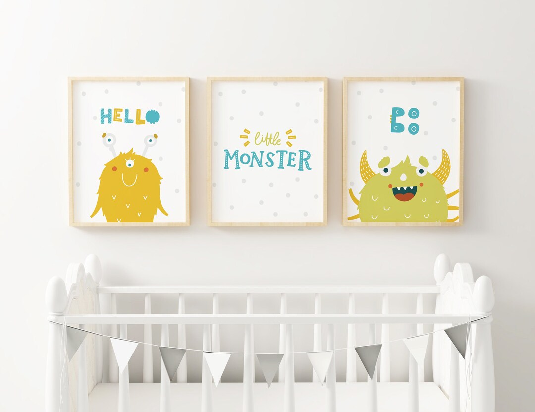 Monster Nursery Wall Art Set of 3 Monster Art Print Cute Little Monster ...