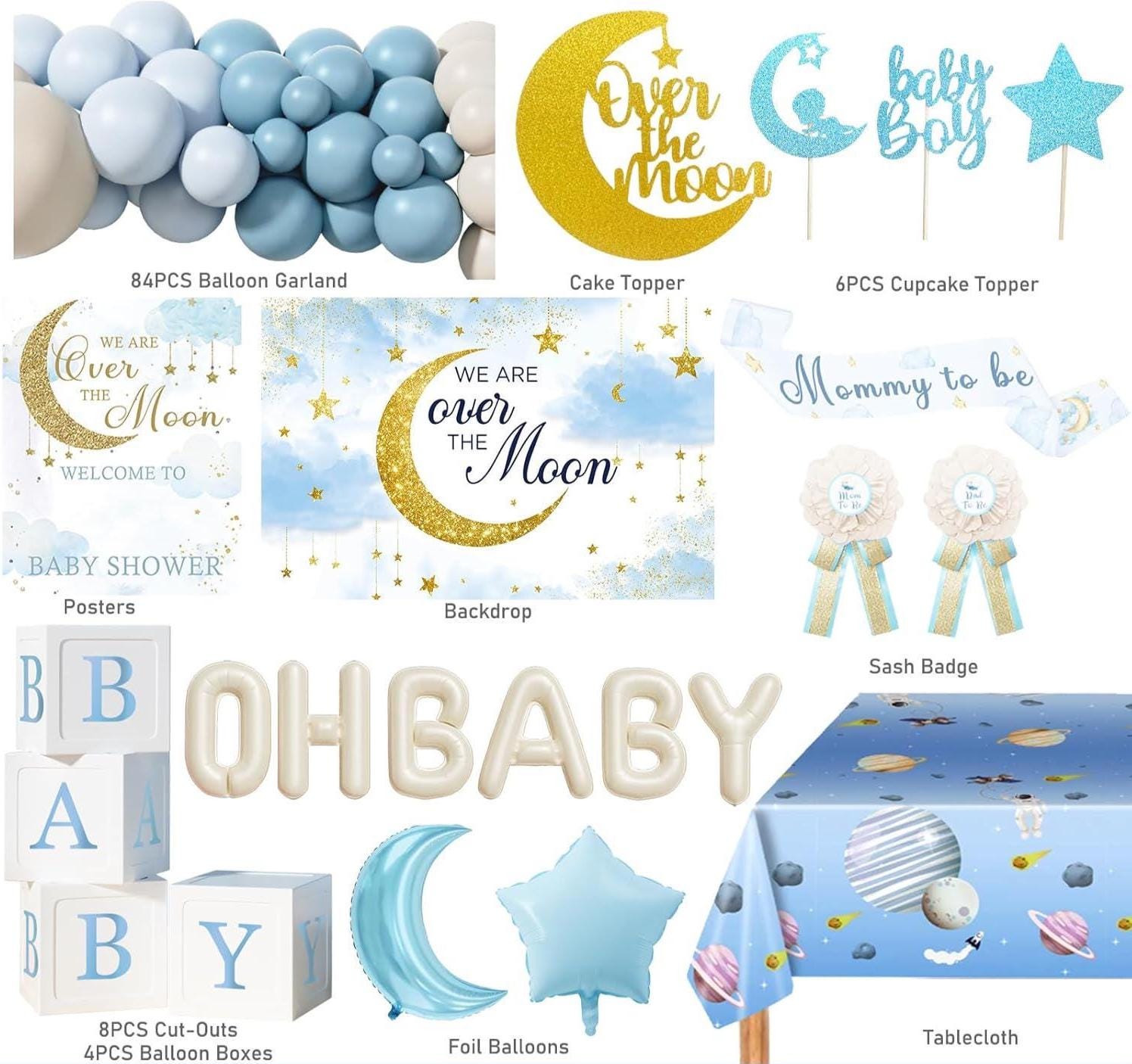 Over the Moon Baby Shower Decorations, Baby Box With Letters, We Are ...