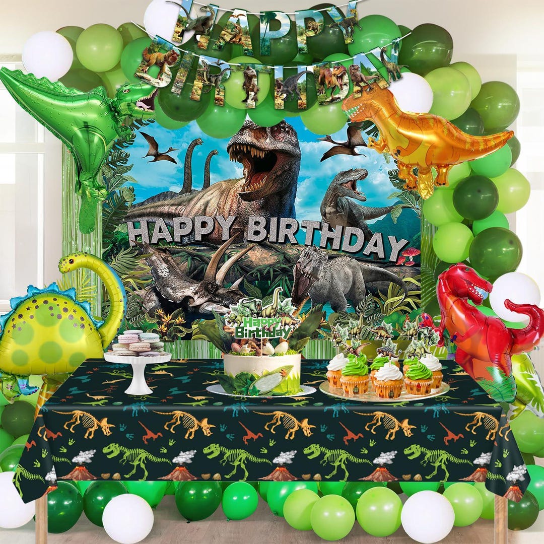 Dinosaur Birthday Decorations, Dino Themed Birthday Supplies, Dinosaur ...