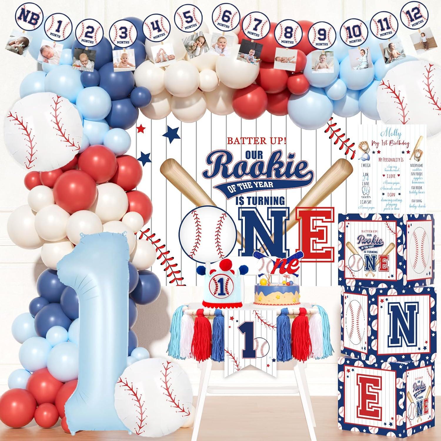 Baseball 1st Birthday Decoration, Rookie of the Year First Birthday ...