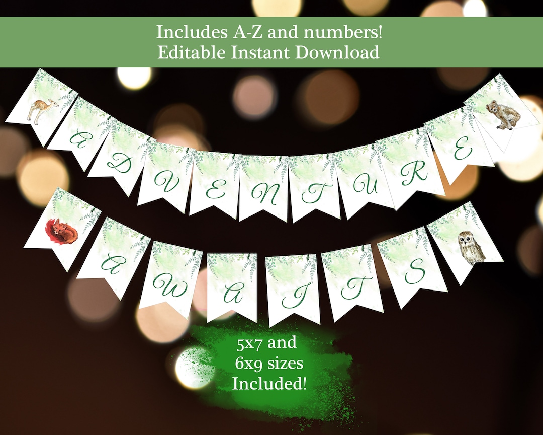 Woodland Custom Banner, Printable Baby Forest Animal Banner ...