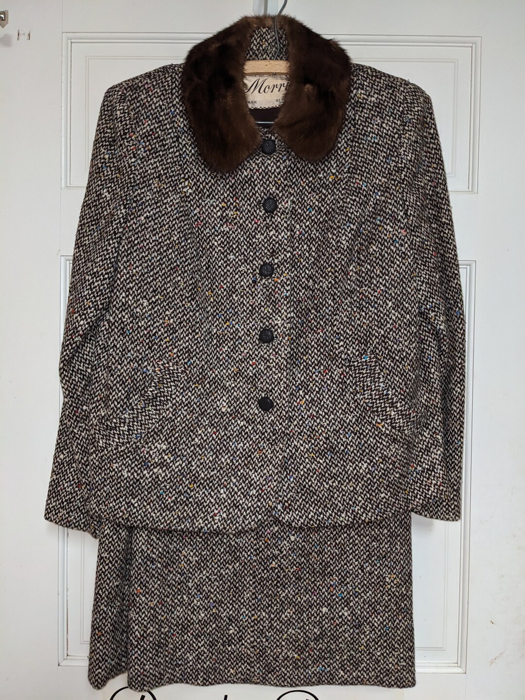 Vintage Women's Suit With Skirt and Mink Collar Jacket Dress: Size ...