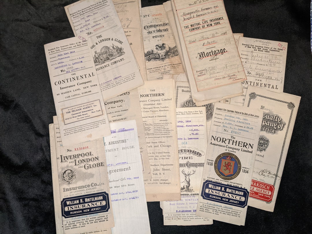 Vintage Antique Insurance, Deed, Lease Paper: Ephemera, Scrapbook, Junk ...