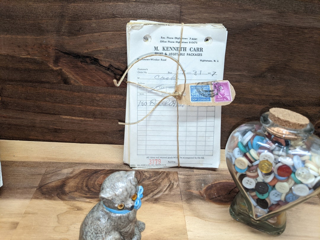 100 Vintage Bill, Receipt Sheets; 1950 - 60s Handwritten, Junk Journal ...