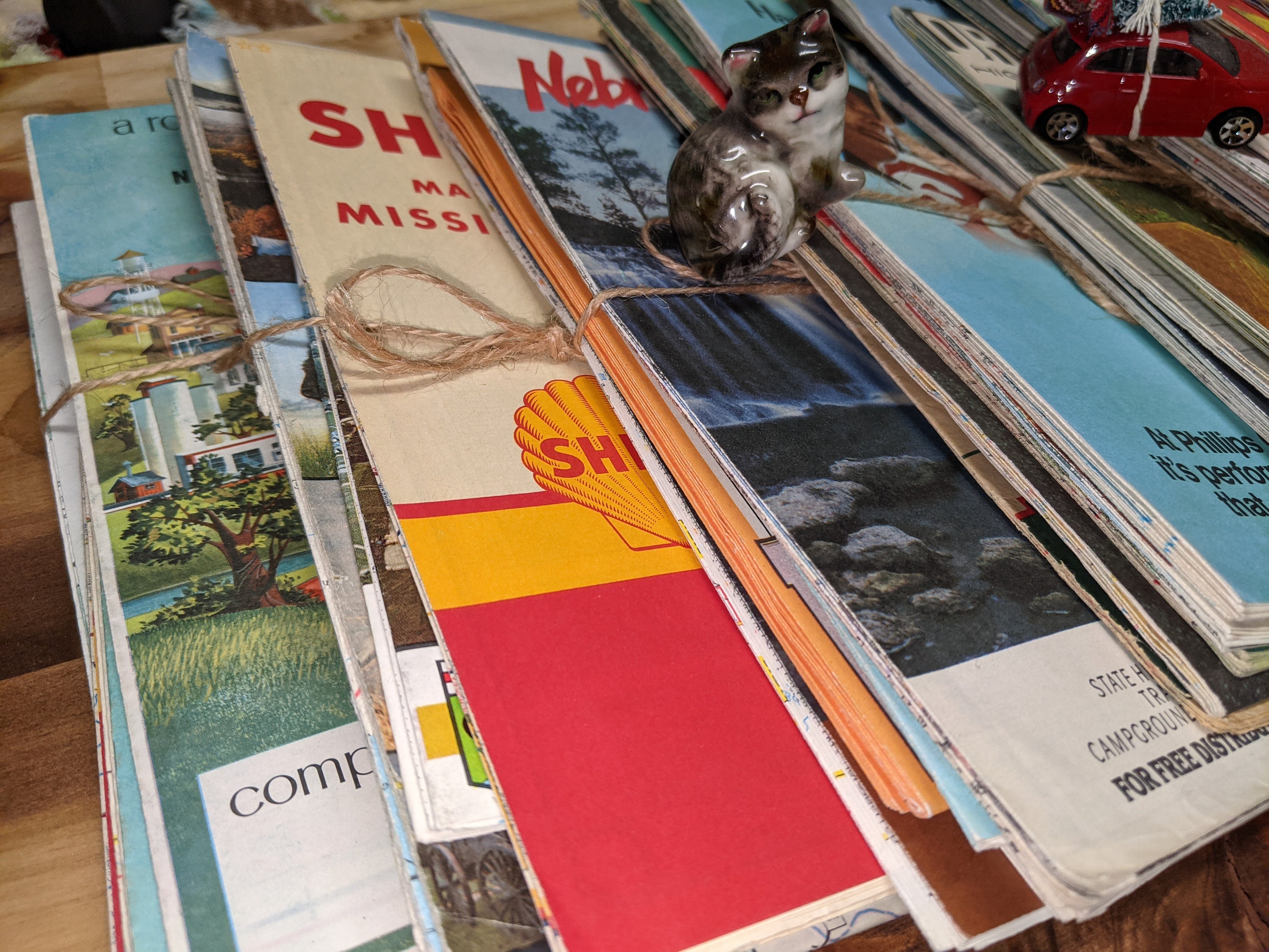 Six Vintage Random Road Maps Paper, Ephemera, Junk Journal ...