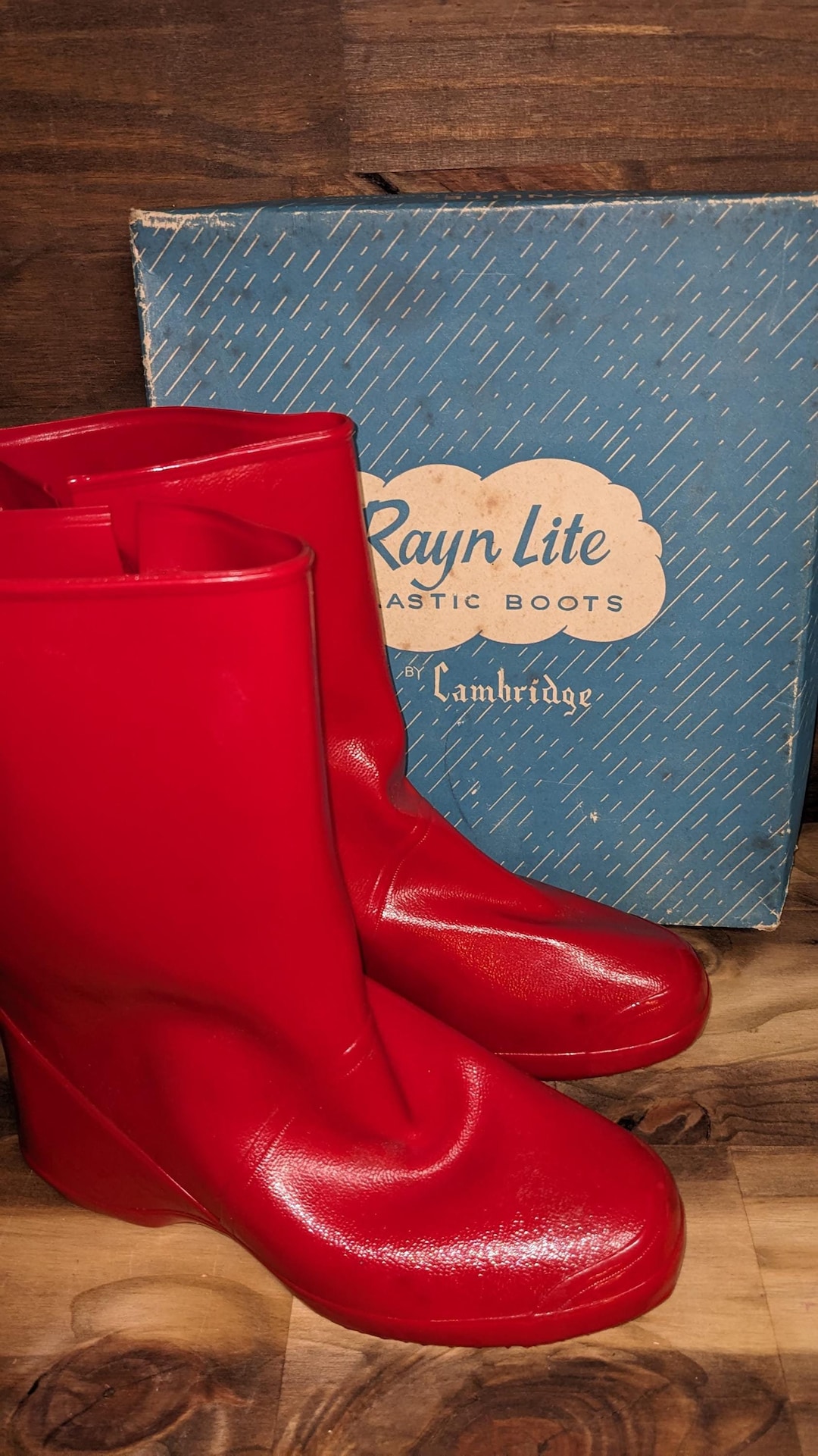 1950s Vintage Rayn Lite Red Plastic Boots by Cambridge Size 6 - Etsy