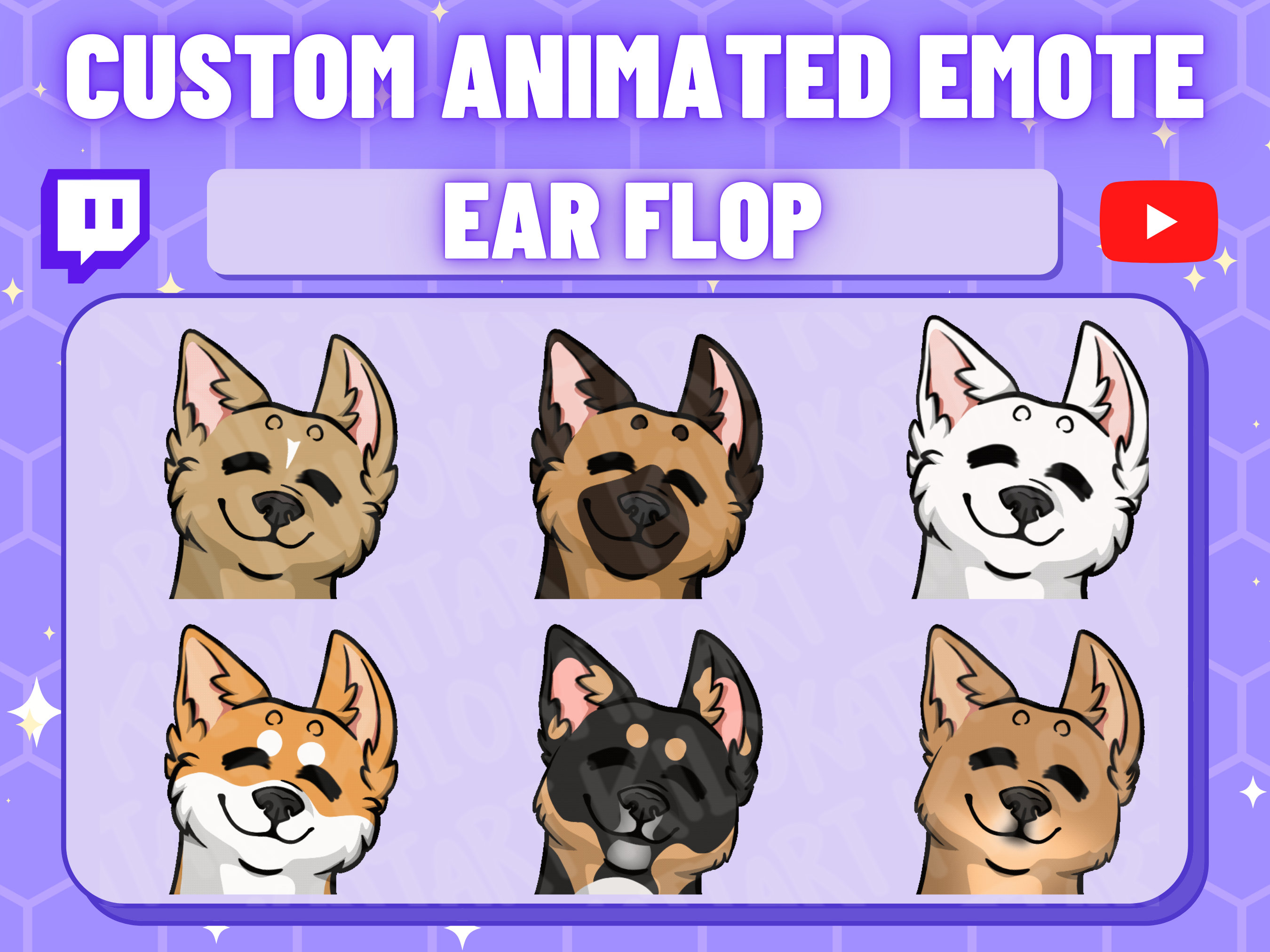 Custom Animated Dog Ear Flop Emote - Wolf - Twitch - Discord - Stream ...