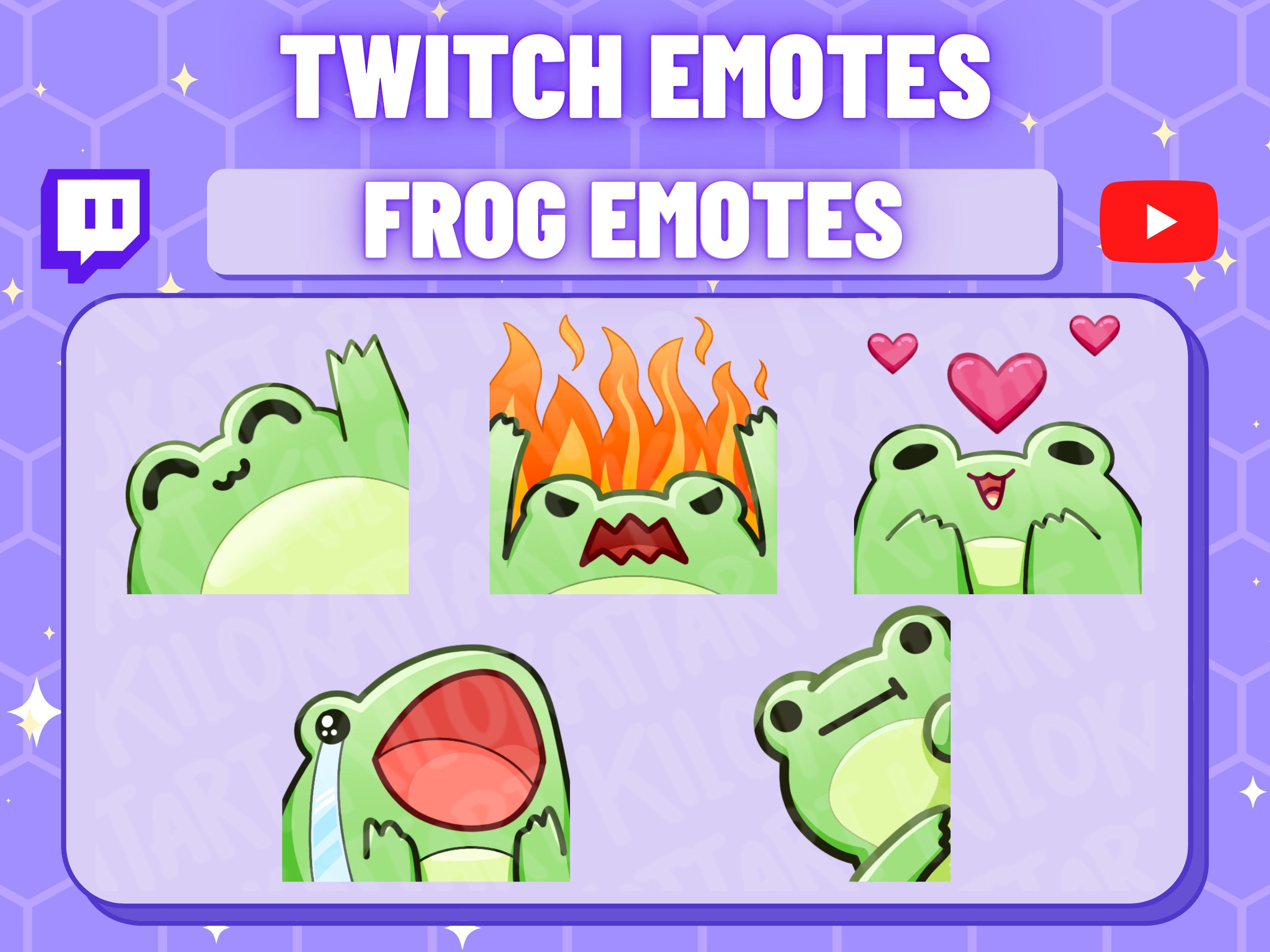 Chibi Frog Twitch Emotes - Set of 5 - Froggy - Cute - Kawaii - Funny ...