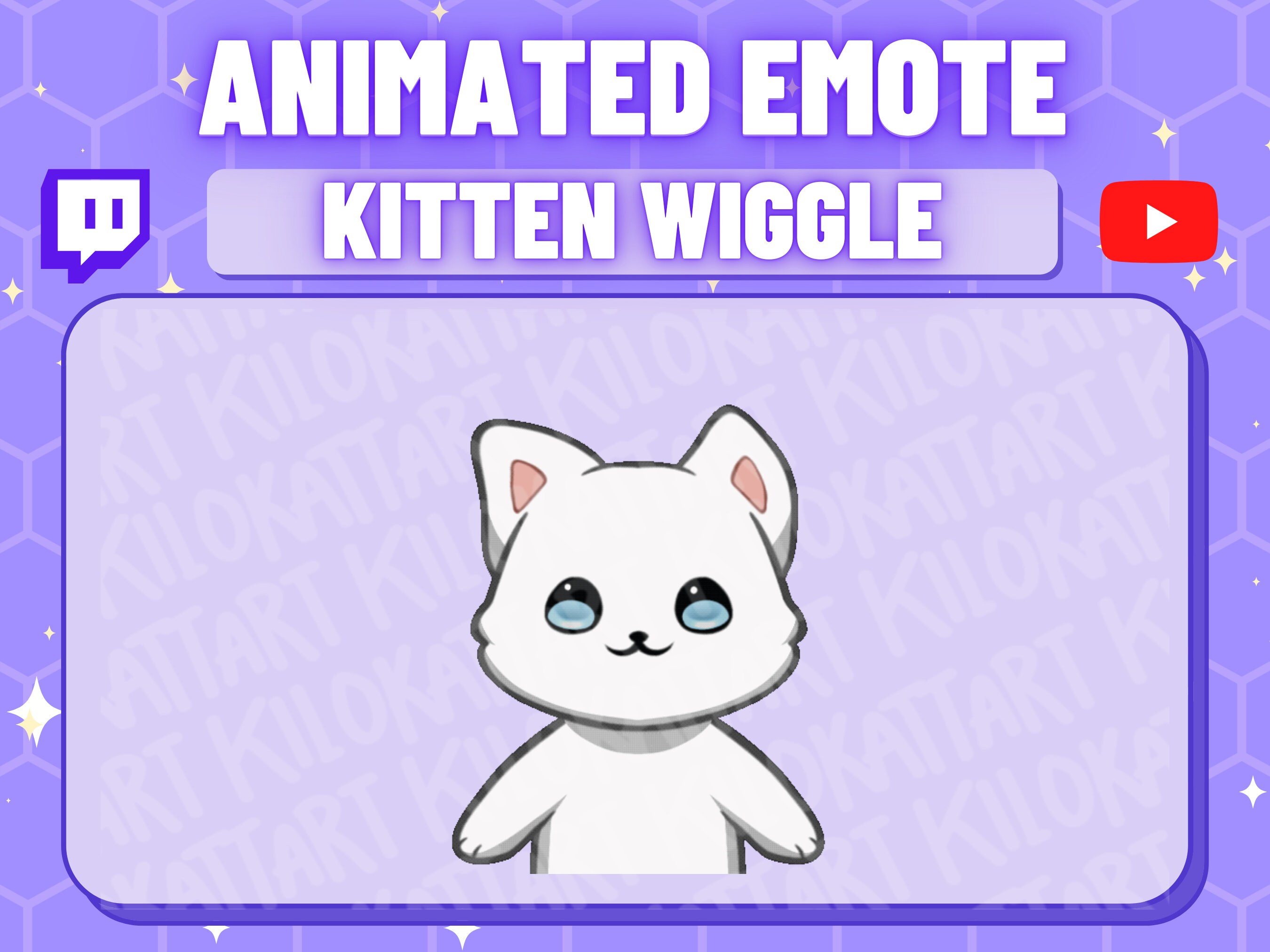 Animated Kawaii White Kitten Wiggle Emote Twitch Discord Stream Fantasy ...