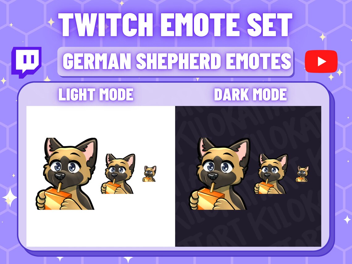 Cute German Sheperd Emote Set Furry Style Kawaii Wolf Twitch Discord ...