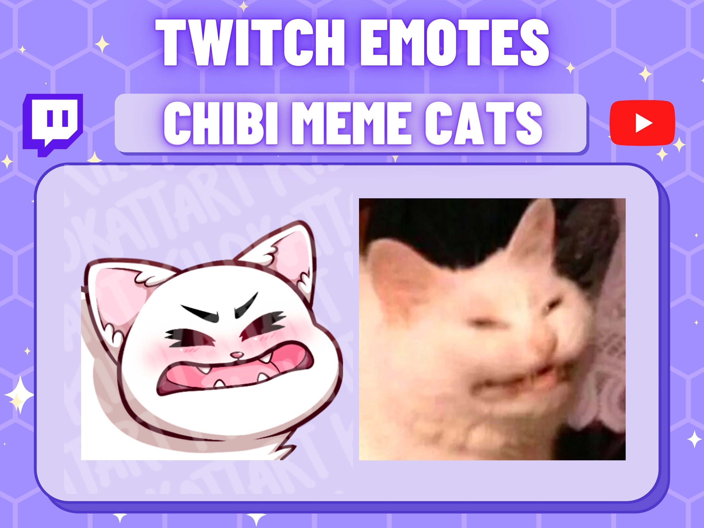 Chibi Meme Cat Twitch Emotes FREE Animated Emote Set of 5 Pop Cat Cute ...
