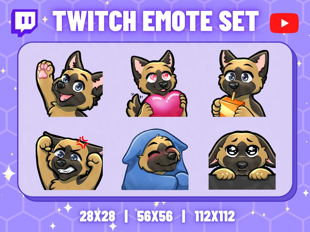 Cute German Sheperd Emote Set - Furry Style - Kawaii - Wolf - Twitch ...