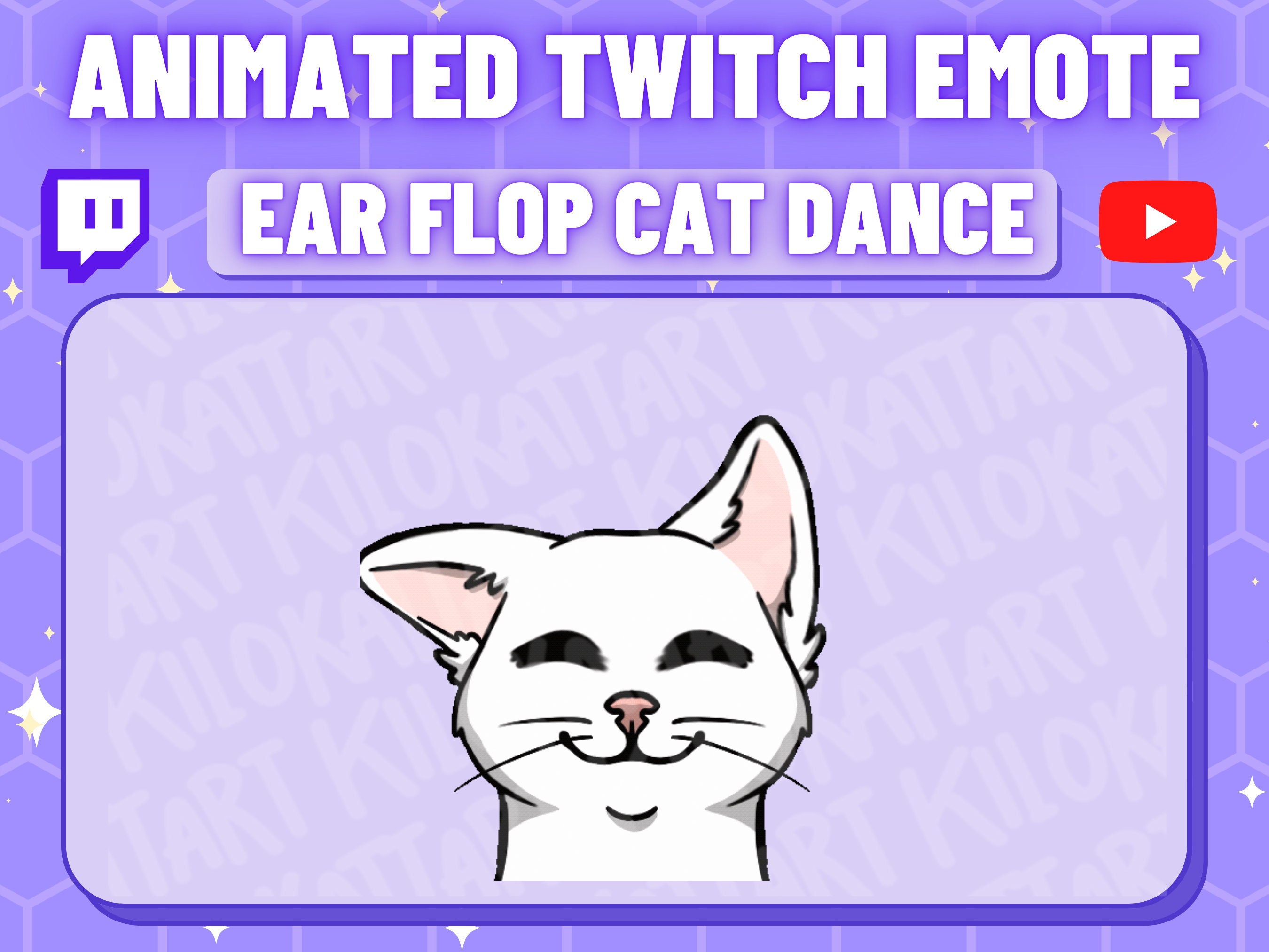 Animated Cat Ear Flop Dance Emote Kawaii Twitch Discord Stream Gaming ...