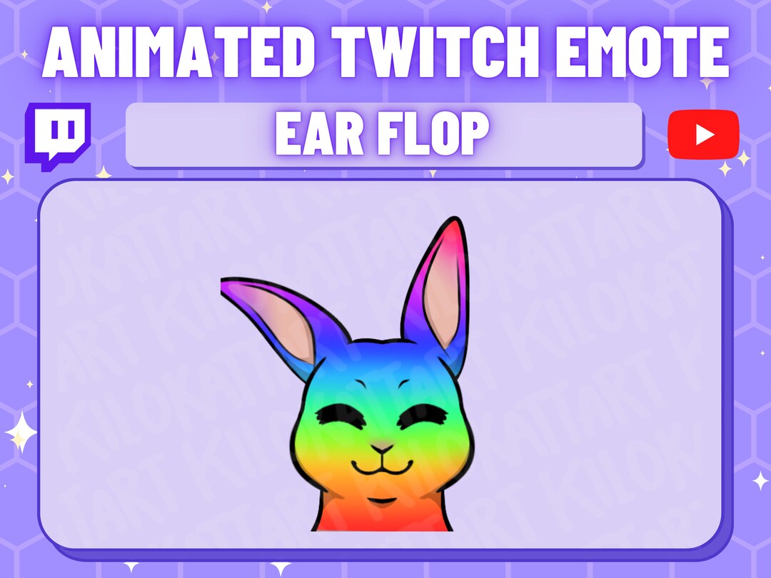Animated RAVE Bunny Ear Flop Emote - Kawaii - Twitch - Discord - Stream ...