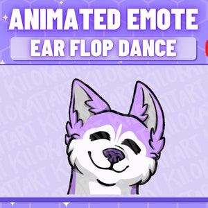 Animated Lavender Husky Ear Flop Emote - Kawaii - Twitch - Discord ...