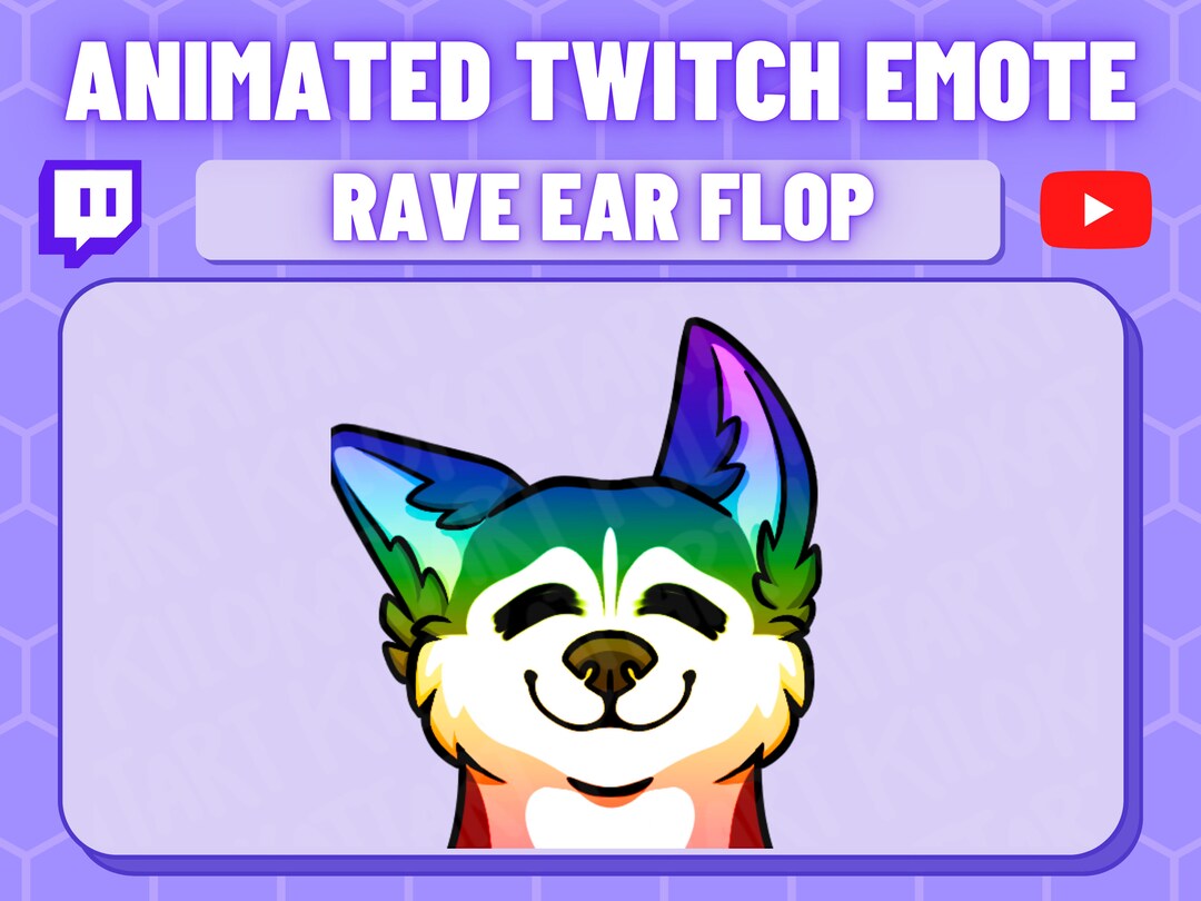 Animated RAVE Husky Ear Flop Emote - Kawaii - Twitch - Discord - Stream ...