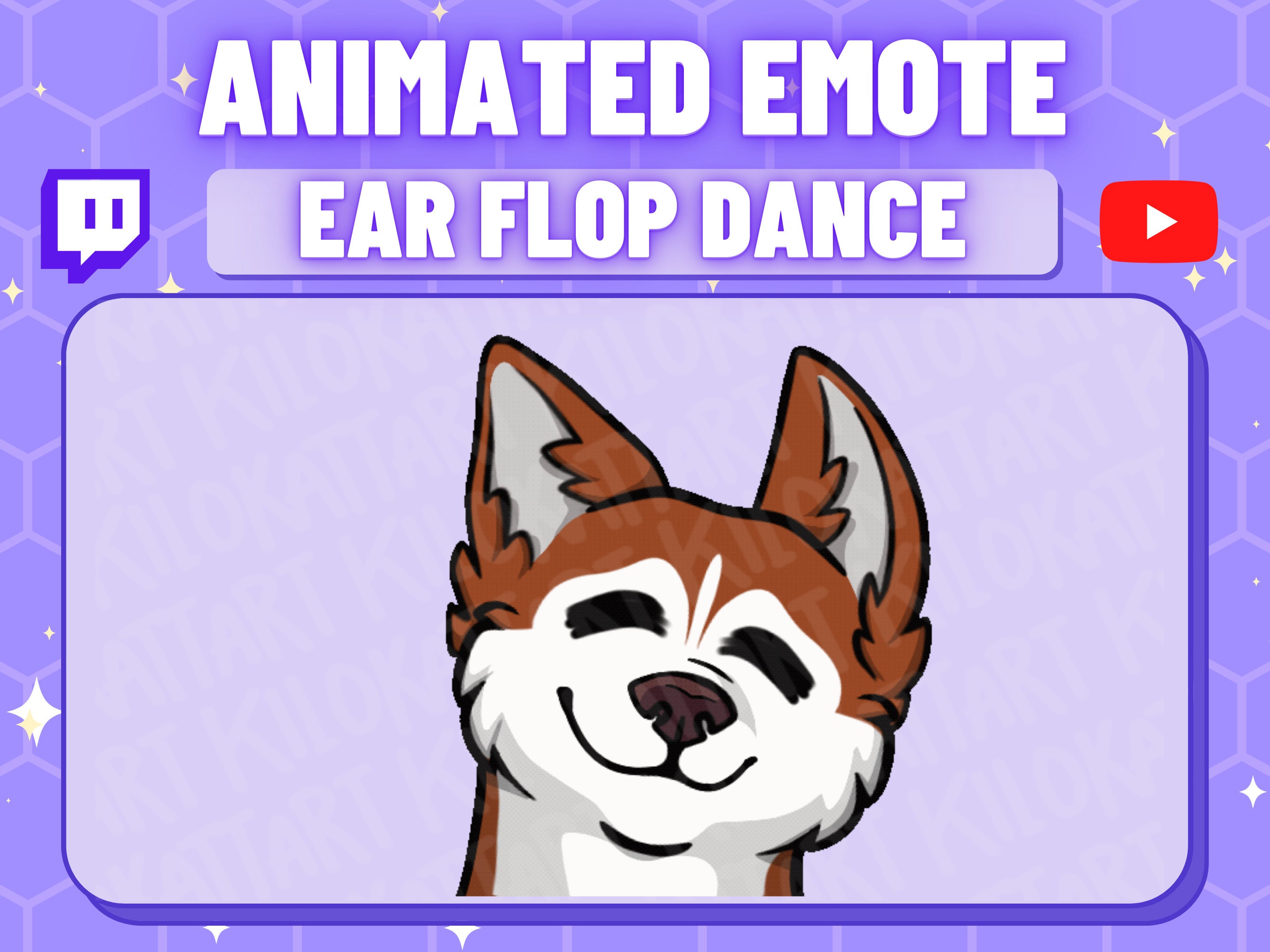 Animated Red Husky Ear Flop Emote Kawaii Twitch Discord Stream Gaming ...