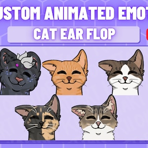 Custom Animated Cat Ear Flop Emote Feline Twitch Discord Stream Kawaii ...