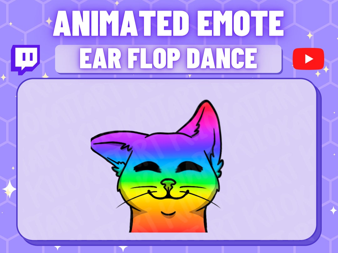 Animated RAVE Cat Ear Flop Emote - Kawaii - Twitch - Discord - Stream ...