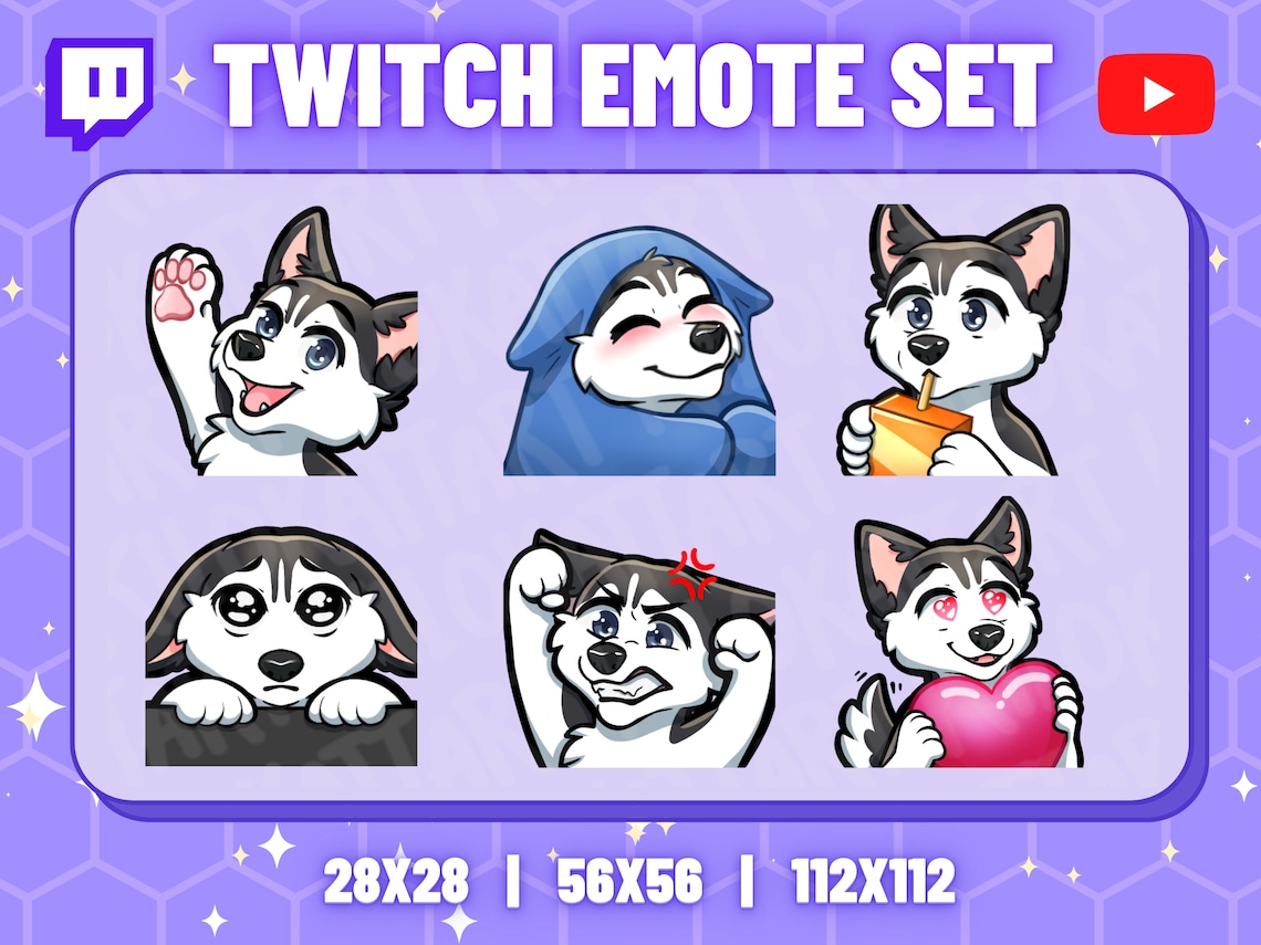 Cute Husky Emote Set Furry Style Kawaii Wolf Twitch - Etsy Canada