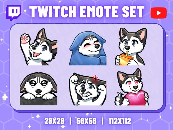 Cute Husky Emote Set Furry Style Kawaii Wolf Twitch - Etsy